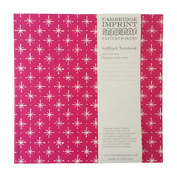 Square Lined Notebook Large Stars Magenta | Notebooks | Cambridge Imprint
