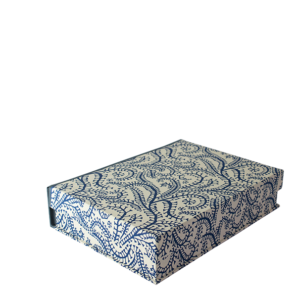 A5 Box File Seaweed Paisley Prussian Blue | Cambridge Imprint