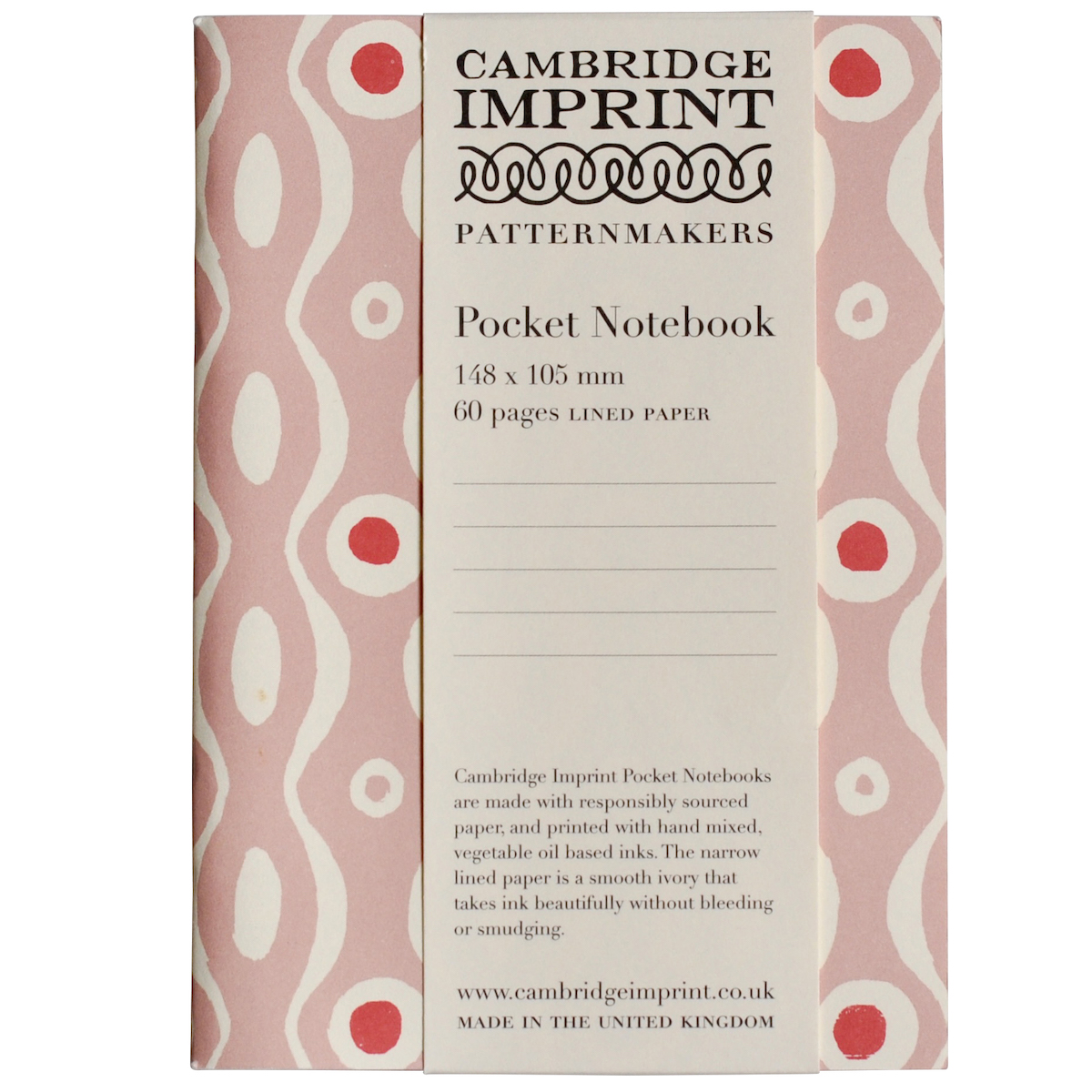 Pocket Notebook Persephone Pale Pink and Raspberry - Cambridge Imprint
