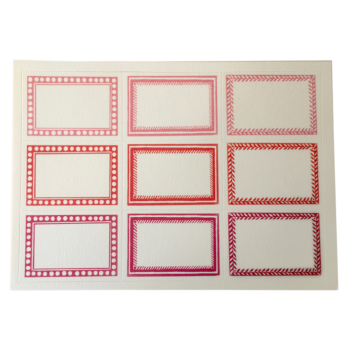 Packet of 18 Small Self-Adhesive Labels in Red - Cambridge Imprint