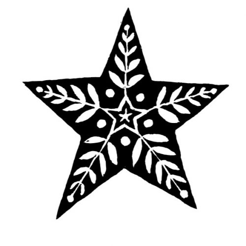 Printing Block Star with Leaves - Cambridge Imprint