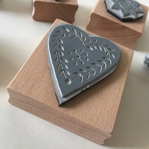 Printing Block Large Patterned Heart with Leaves - Cambridge Imprint
