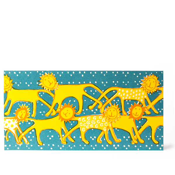 Long Card Friendly Lions - Cambridge Imprint