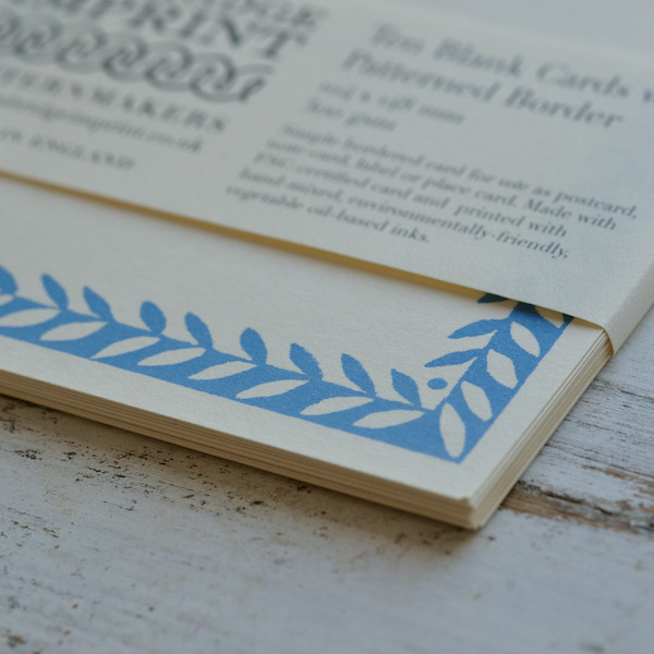 10 Postcards with Patterned Border in Bright Blue - Cambridge Imprint