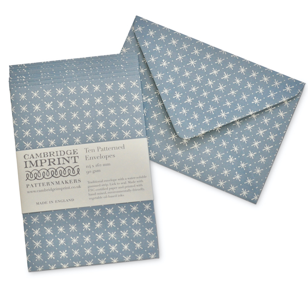 Packet of Ten Patterned Envelopes Little Stars Faded Denim - Cambridge ...