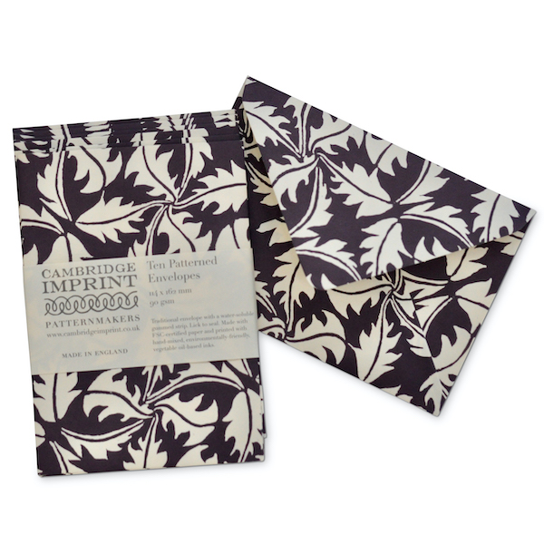 Packet Of Ten Patterned Envelopes Dandelion Navy Cambridge Imprint