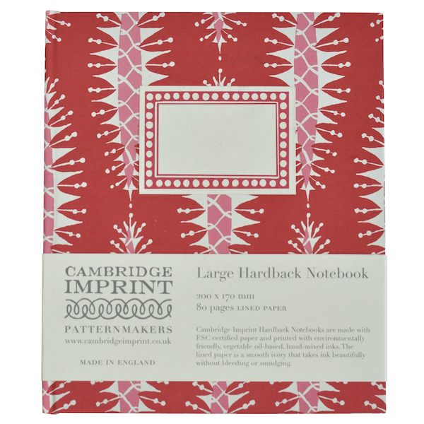 Large Hardback Notebook Pinecone Red and Pink - Cambridge Imprint