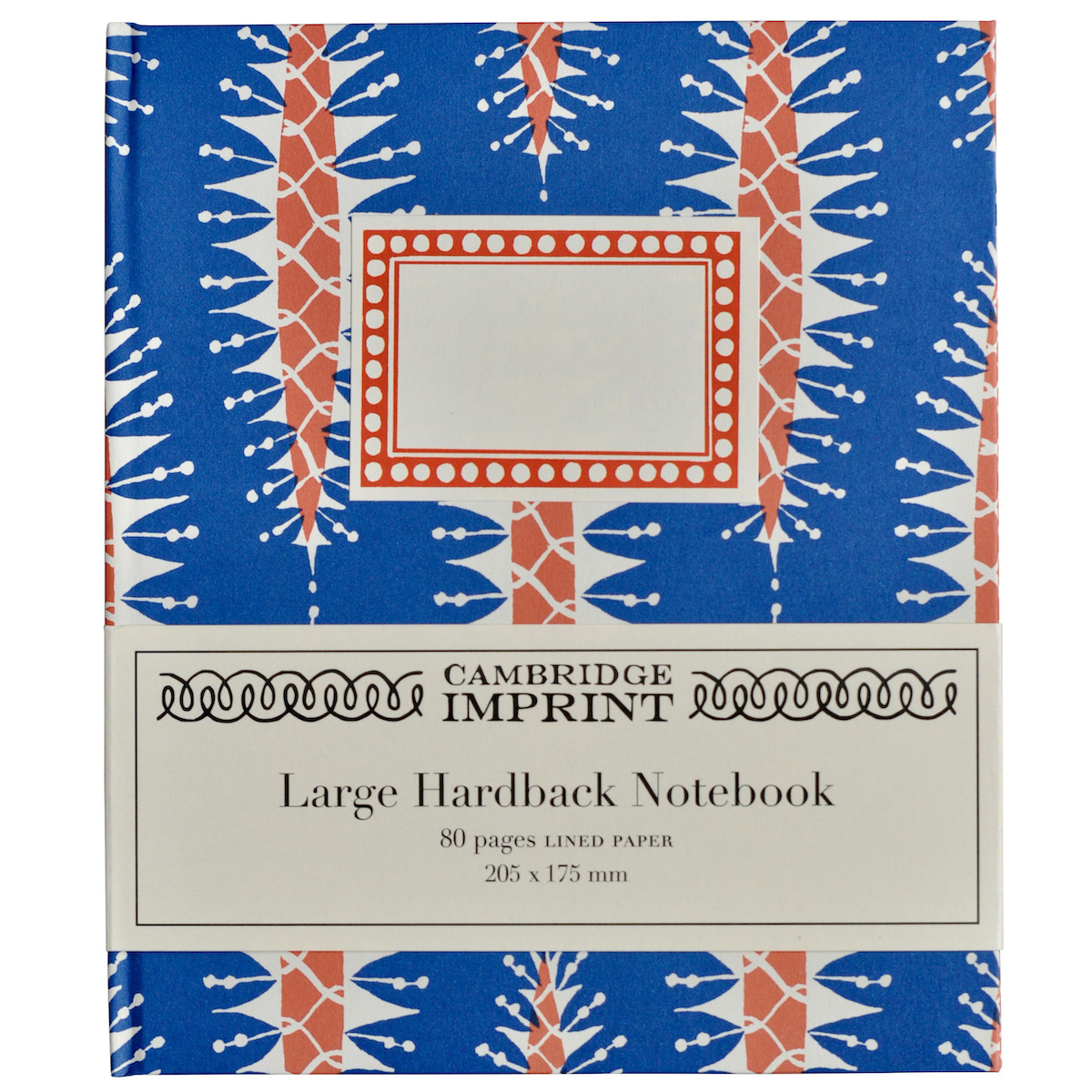 Large Hardback Notebook Pinecone Blue and Red - Cambridge Imprint