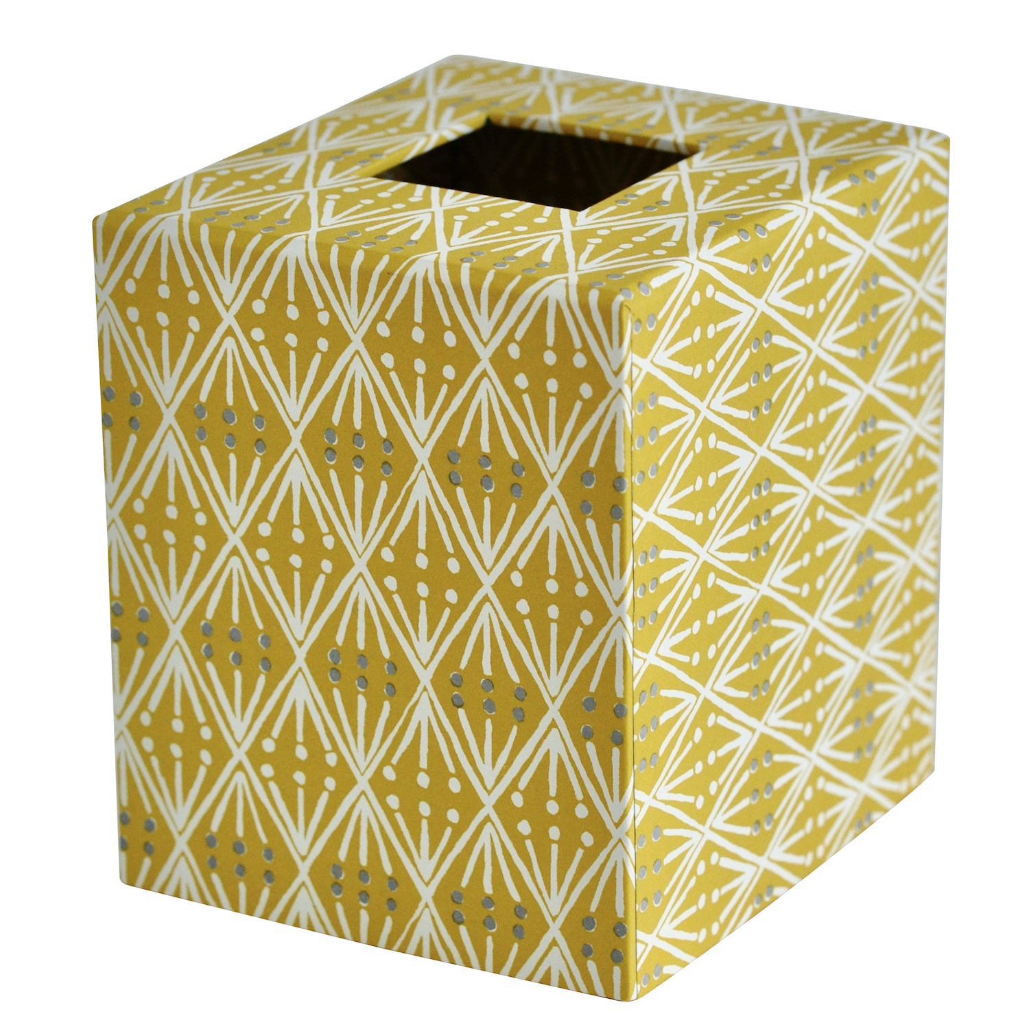 A Square ish Tissue Box Cover in Selvedge Mustard
