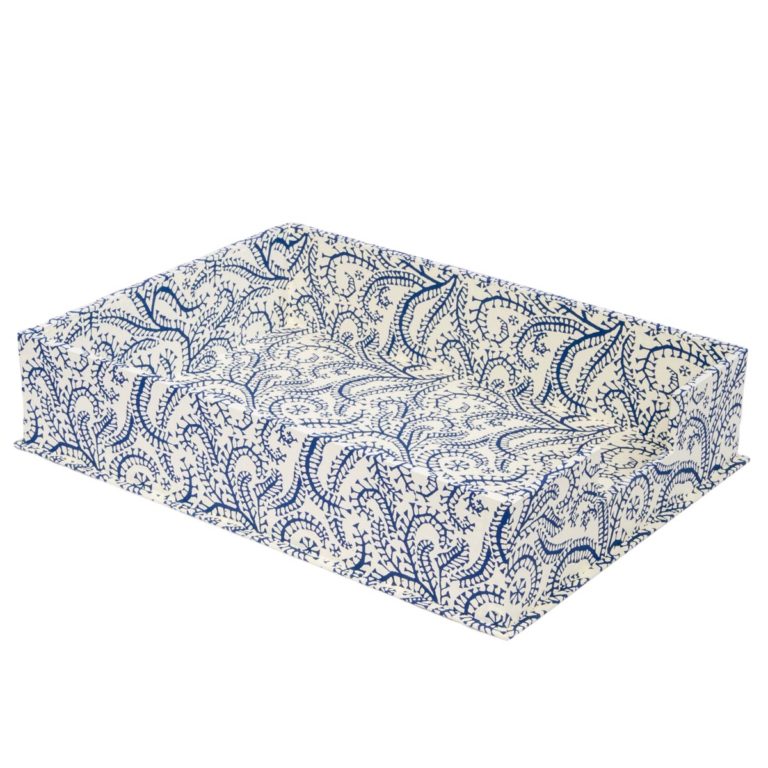 A5 Box File Seaweed Paisley Prussian Blue | Cambridge Imprint