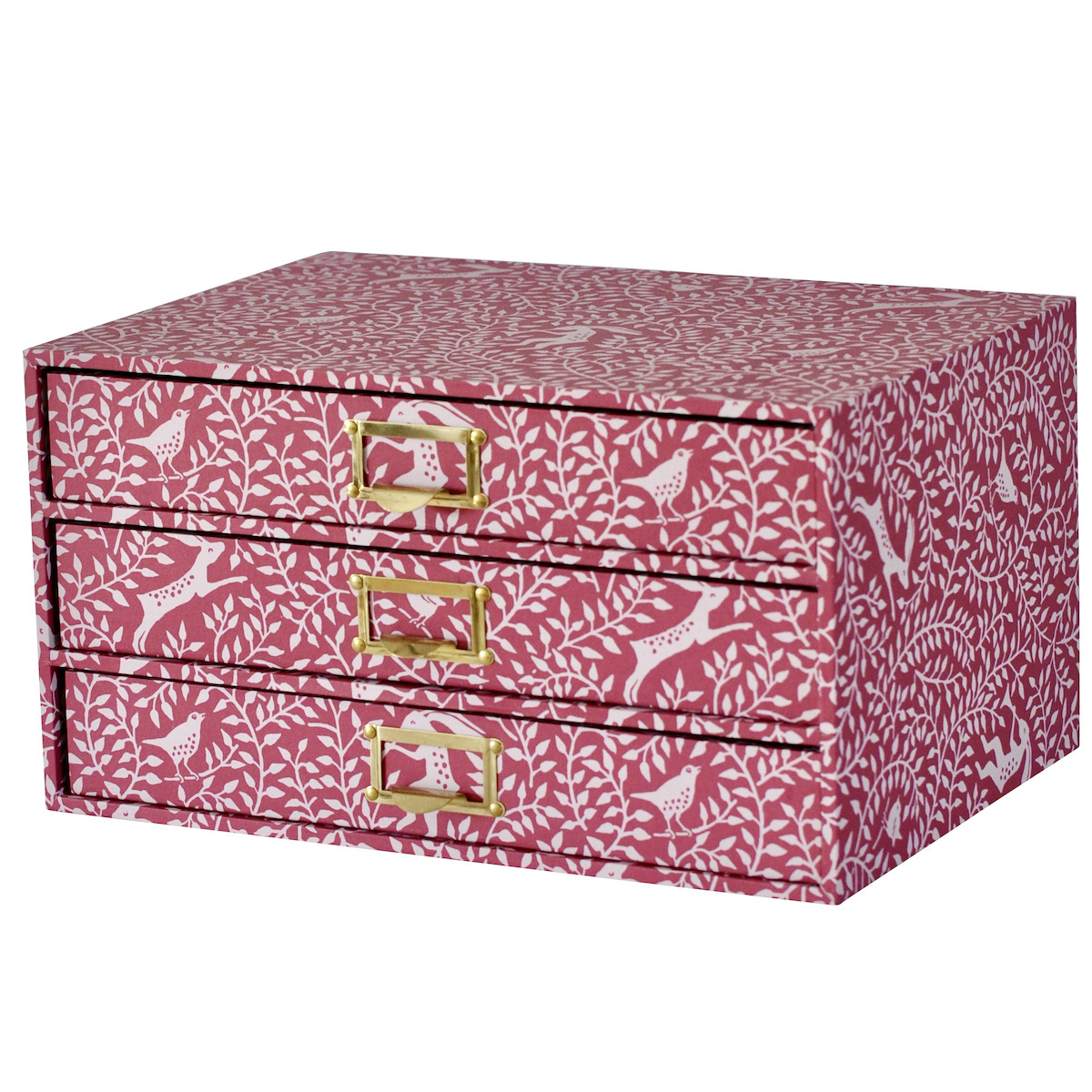 A Flight of Dancing Hare Patterned Paper-Covered Collector's Drawers ...