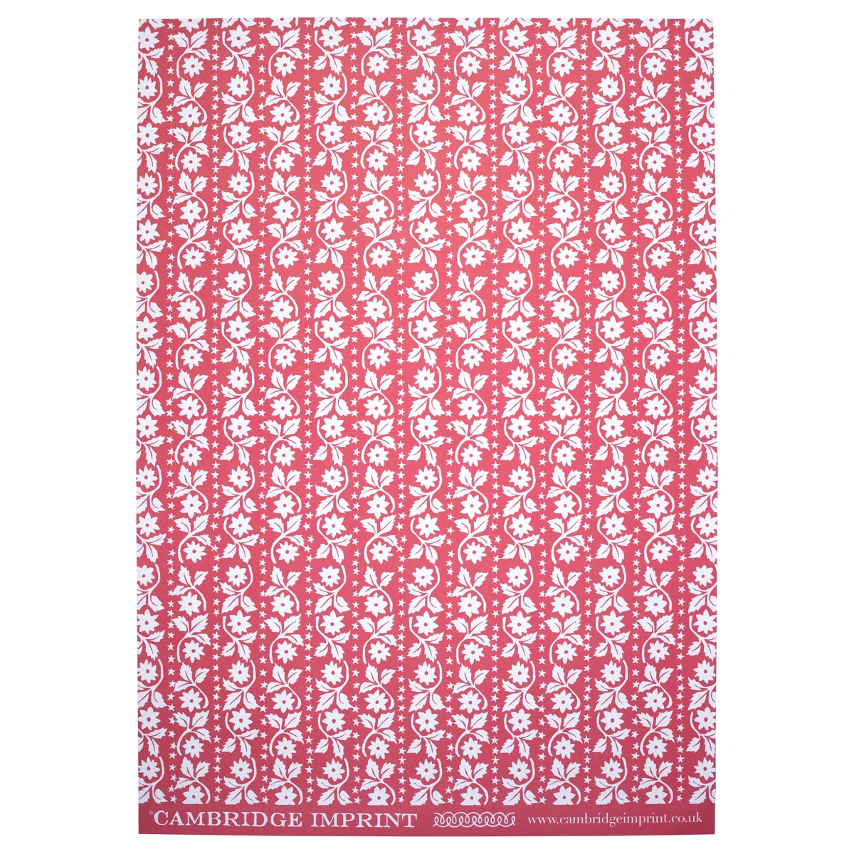 Patterned Paper Leaves And Stars Bright Red Cambridge Imprint