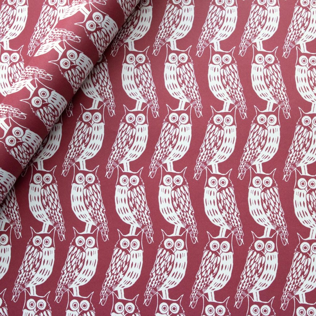 Patterned Paper Owls Dark Red - Cambridge Imprint