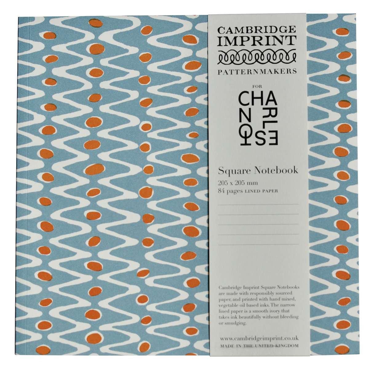 Square Notebook with Lined Paper in Charleston Ripple - Cambridge Imprint