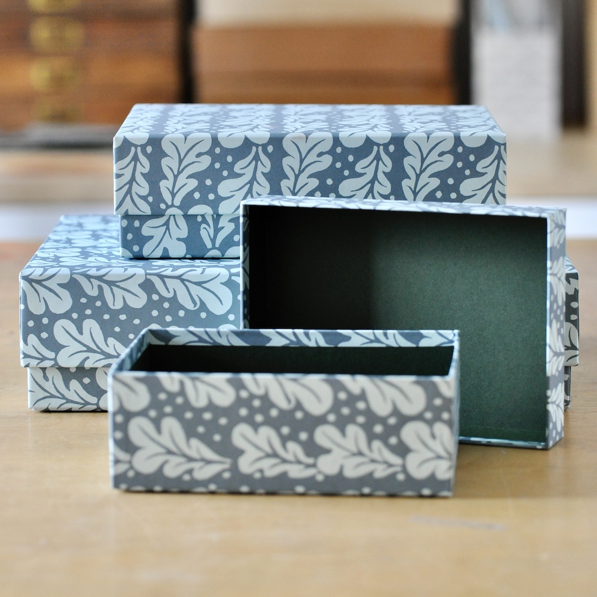 A Nest of Three Simple Boxes in Quercus Duck Egg - Cambridge Imprint