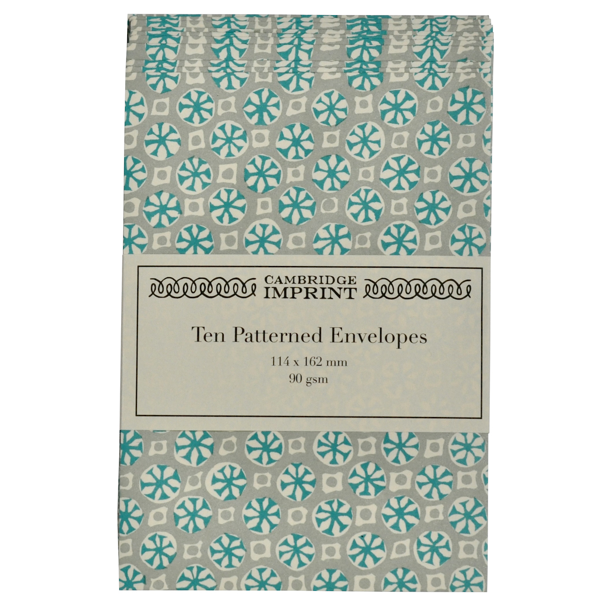 Packet of Ten Patterned Envelopes Sea Urchin Aquamarine - Cambridge Imprint